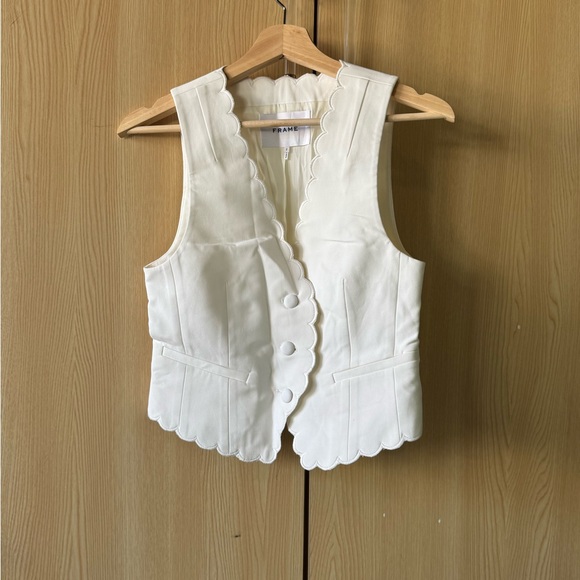 Frame Denim | Tops | Frame Denim Womens Scalloped Button Down Vest ...